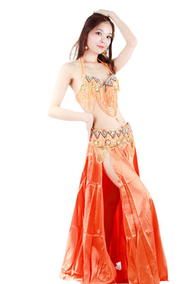 Trajes profesionales magníficos atractivos de la danza del vientre con el OEM moldeado de las franjas