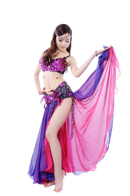 Traje acodado del bellydance de la flor con los diamantes shinning coloridos