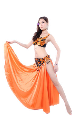 Trajes profesionales acodados de la danza de vientre del diseño asimétrico de la hoja con los diamantes shinning