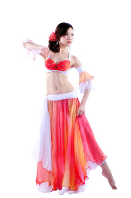 Los trajes profesionales atractivos de la danza de vientre de la impresión multi para las mujeres pican color