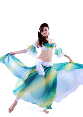 Los trajes profesionales atractivos de la danza de vientre de la impresión multi para las mujeres pican color