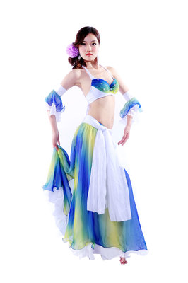 Los trajes profesionales atractivos de la danza de vientre de la impresión multi para las mujeres pican color