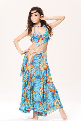 Trajes/equipos egipcios de la danza de vientre de la impresión atractiva de una pieza con los diamantes
