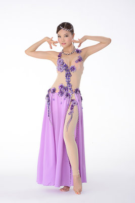 Color azul de los trajes atractivos egipcios de la danza del vientre con diseño del bordado 3D