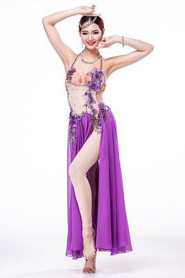 Sistema magnífico del vestido del traje de la bailarina de la danza del vientre de las muchachas con diseño del bordado 3D