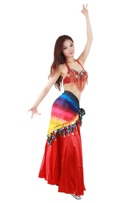 Bufanda hermosa de la cadera de la danza de vientre del triángulo de Ombre con los paillettes del multicolor para la muchacha
