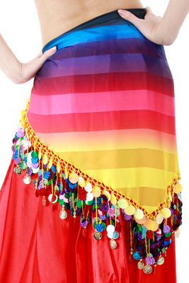 Bufanda hermosa de la cadera de la danza de vientre del triángulo de Ombre con los paillettes del multicolor para la muchacha