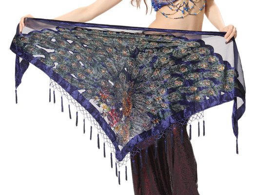 Moda atractiva de la quemadura del terciopelo del triángulo de vientre de la danza de la bufanda diy profesional de la cadera