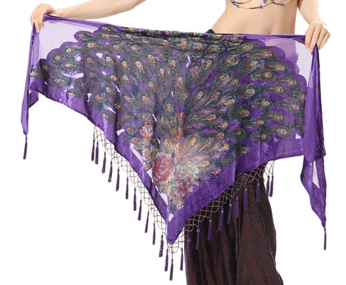 Moda atractiva de la quemadura del terciopelo del triángulo de vientre de la danza de la bufanda diy profesional de la cadera