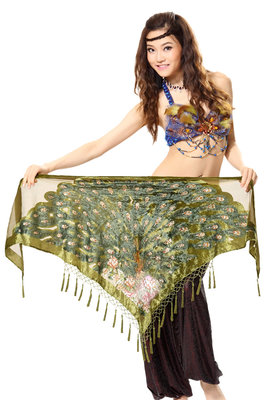 Moda atractiva de la quemadura del terciopelo del triángulo de vientre de la danza de la bufanda diy profesional de la cadera