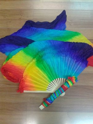 Vertical color combination belly dance accessories / belly dance silk fans