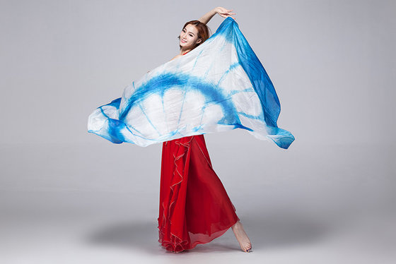 Belly dance silk fan veils / belly dancer accessories 110cm width , length 250cm