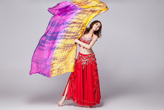 Belly dance silk fan veils / belly dancer accessories 110cm width , length 250cm