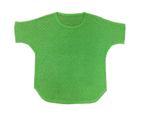 Forme a poliéster el cuello redondo suéter verde para mujer con la manga corta