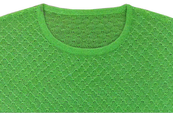 Forme a poliéster el cuello redondo suéter verde para mujer con la manga corta