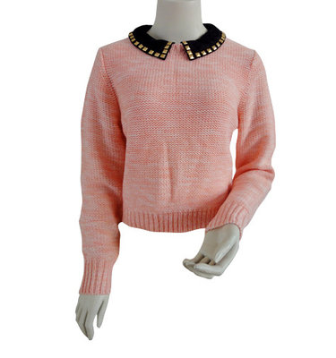 Suéteres desmontables del jersey de las señoras del puente del cuello rosado para el otoño, invierno