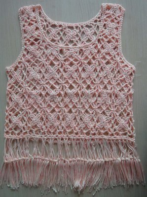 Chaleco rosado del ganchillo del estampado de plores de los hilados de la mezcla con las franjas/los top sin mangass sin mangas