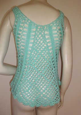 Ganchillo verde de la mano del chaleco de la moda de las mujeres de encargo, top sin mangass del verano