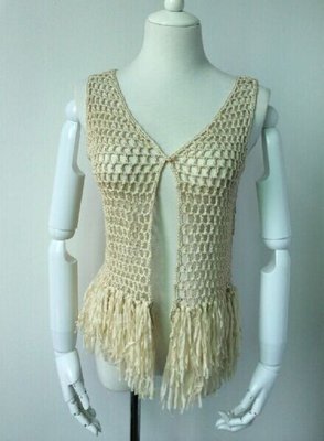 Chaleco de la ropa del ganchillo de las mujeres con las franjas tejidas a mano top para el verano