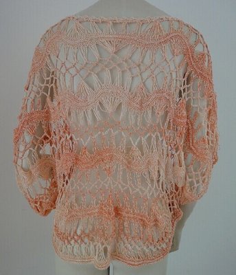La ropa de la blusa del ganchillo del ala del palo del frente del círculo de color del melocotón de la pendiente hizo punto los suéteres