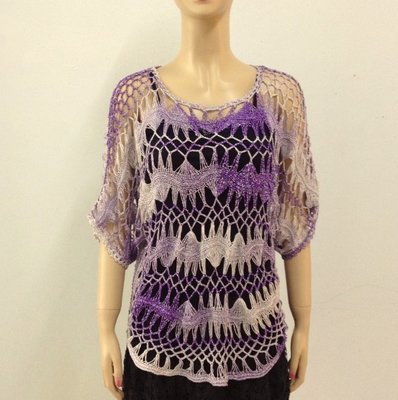 La ropa púrpura del ganchillo del ala del palo del color del ombre redondo del cuello para las mujeres hizo punto los suéteres