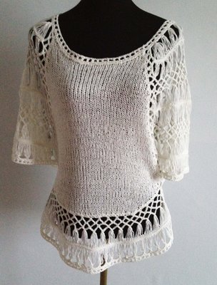 Las señoras hechas punto ropa del top del ganchillo de la mano del suéter del ala del palo del ganchillo forman la ropa