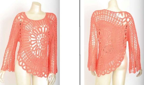 El ganchillo de acrílico coralino remata con los tamaños extra grandes curvy del dobladillo, suéter del ganchillo