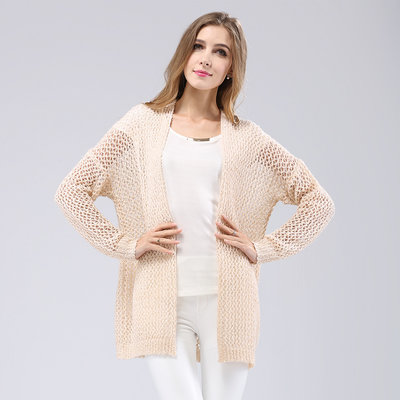 Chaquetas de punto largas caídas de las señoras de la manga del color sólido del hombro, capa hecha punto de la rebeca