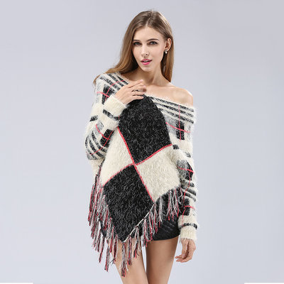 El suéter de las señoras Argyle jacquared al OEM del poncho de las lanas de los modelos que hacía punto