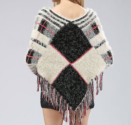 El suéter de las señoras Argyle jacquared al OEM del poncho de las lanas de los modelos que hacía punto
