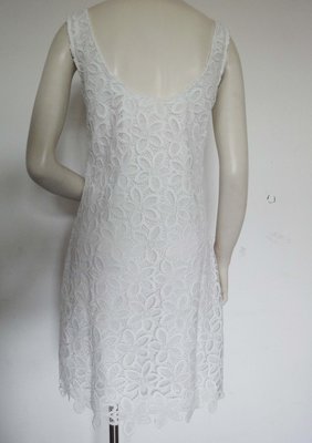 Vestido del cordón del ganchillo del color sólido, talla xs blanca del color de la ropa de moda de las señoras - 2X