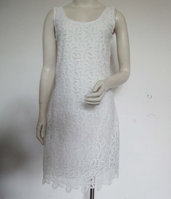 Vestido del cordón del ganchillo del color sólido, talla xs blanca del color de la ropa de moda de las señoras - 2X