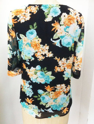Señoras redondas camisa sport, camisa del cuello del verano hermoso de la impresión floral para las mujeres