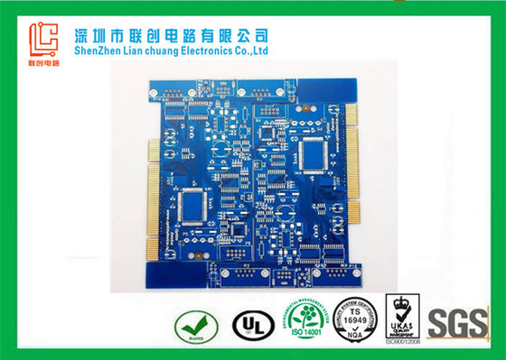 1.6mm PCB FR 4 bule soldermask  Immersion Gold Gold fingers chamfering