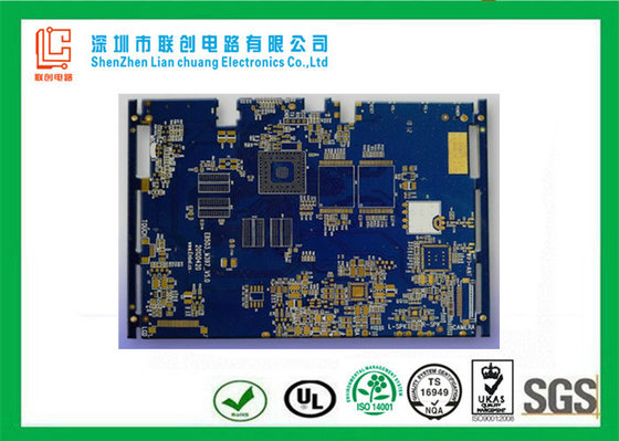 Automation equipment 12 layer impedance PCB 2.40mm blue soldermask SGS