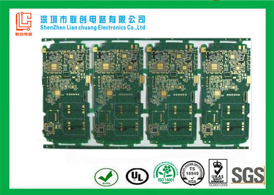 Mobile phone board 8 layers HDI PCB green soldermask UL / ROHS