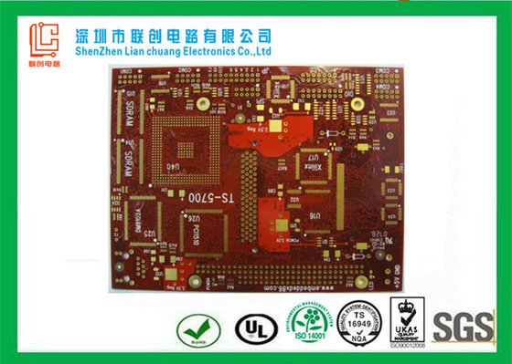 Tablet computer hardware tg170 HDI multilayer pcb 6 layer Plating gold with red solder mask