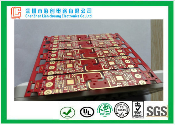 Edge plating High frequency PCB KB FR4 Red Solder mask color 6L