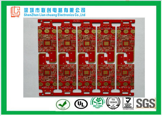 Edge plating High frequency PCB KB FR4 Red Solder mask color 6L