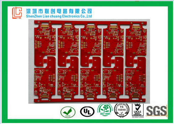 Edge plating High frequency PCB KB FR4 Red Solder mask color 6L