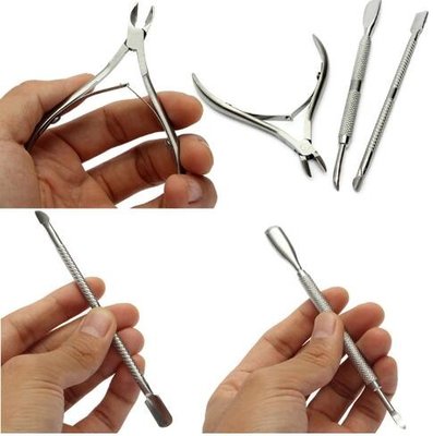 3pcs/Set Cuticle Pusher Nipper Remover Clipper Nail Scissor Tools Set Stainless Steel Dead Skin Manicure Tool Nail Art S