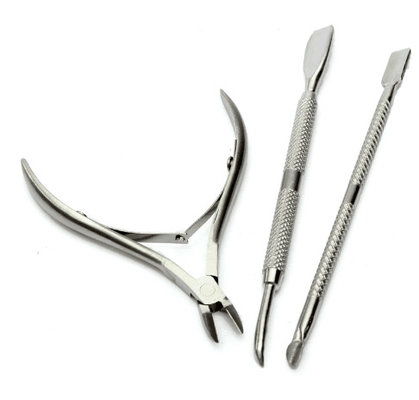 3pcs/Set Cuticle Pusher Nipper Remover Clipper Nail Scissor Tools Set Stainless Steel Dead Skin Manicure Tool Nail Art S