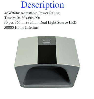 48W/60W Dual UV LED Lamp Nail Dryer Gel Polish Curing Light with LCD Display Screen,White & Black