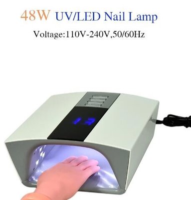 48W/60W Dual UV LED Lamp Nail Dryer Gel Polish Curing Light with LCD Display Screen,White & Black