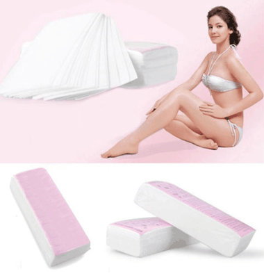 100Pcs Removal Nonwoven Body Cloth Hair Pad Paper Strips Wax Salon Spa Leg