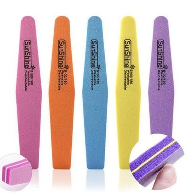 10 Pcs Hot Sell Sunshine Fancy Nail File 100/180 Buffer Sponge Manicure Tool Designs Tofu Article Polishing Sand Files