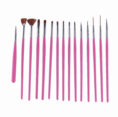 15 pcs/set Nail Art Decorations Brush Tools Professional Nail Art Brushes Painting Pen for False Nail Tips UV Nail Gel P
