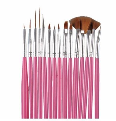 15 pcs/set Nail Art Decorations Brush Tools Professional Nail Art Brushes Painting Pen for False Nail Tips UV Nail Gel P