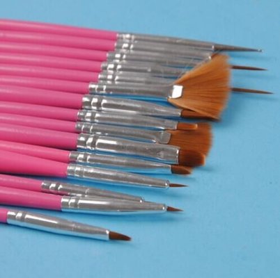 15 pcs/set Nail Art Decorations Brush Tools Professional Nail Art Brushes Painting Pen for False Nail Tips UV Nail Gel P
