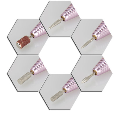 Rosa profesional eléctrica uñas taladro Pen 6 Bits Nail enfermería Kit 100-240 V manicura y pedicura polaco máquina herr